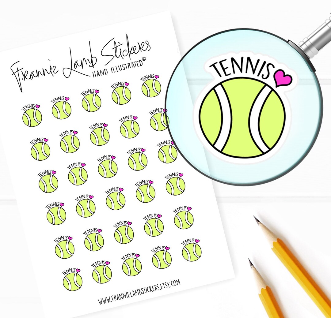 Tennis Stickers (1/2" Each), Planner Stickers, Tennis Practice and Game ...