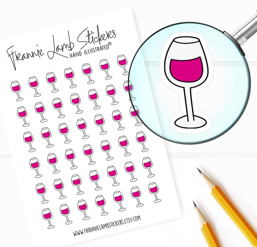 Red Wine Stickers (1/2" Each), Alcohol Planner Stickers, Drink Stickers ...
