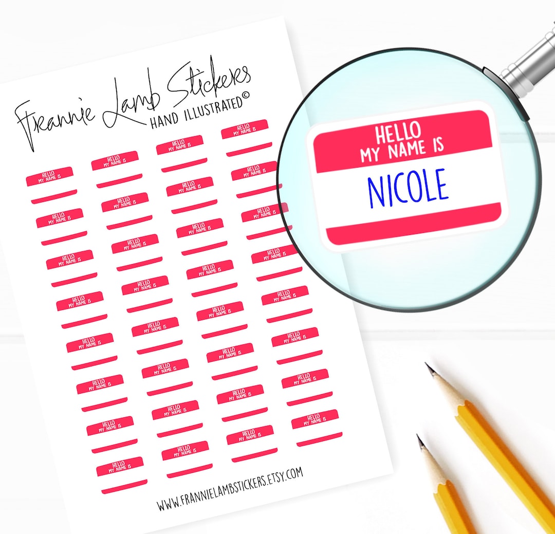Hello My Name is Stickers (1/2" Each), Planner Stickers, Name Tag ...