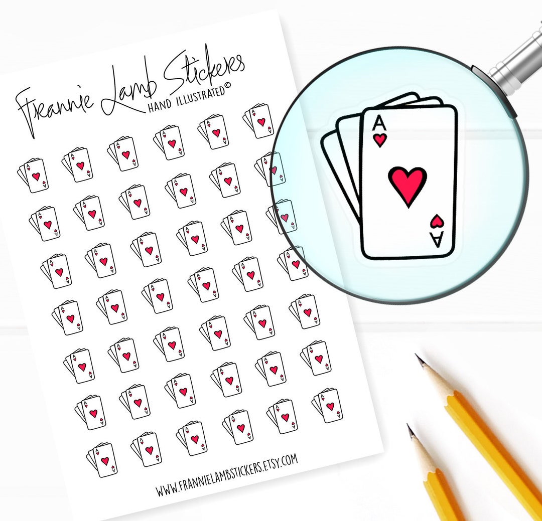 42 Clear Planner Stickers (1/2" Each), Playing Card Planner Stickers ...