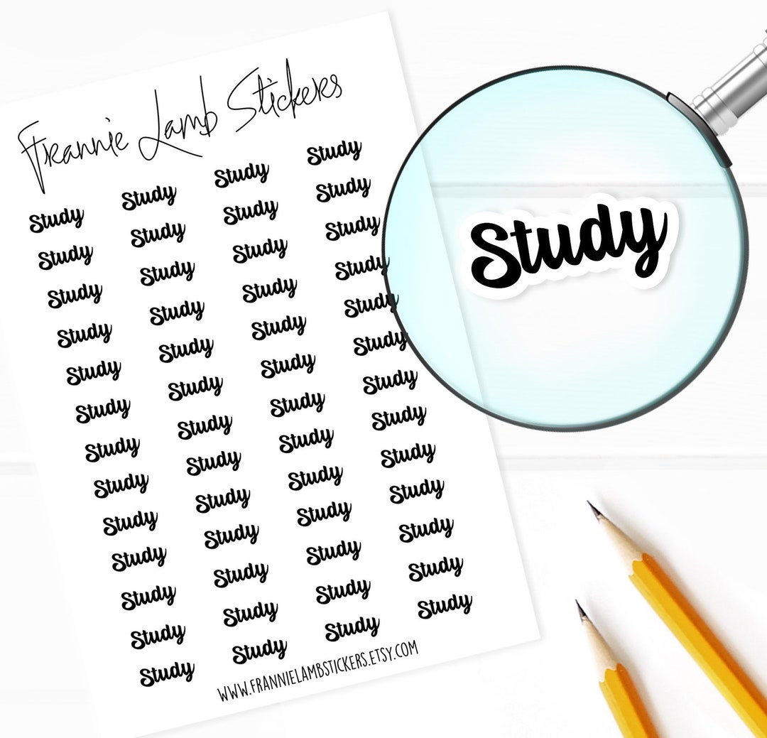 Study Stickers, 52 Labels for Planners, Calendars and More, Color and ...