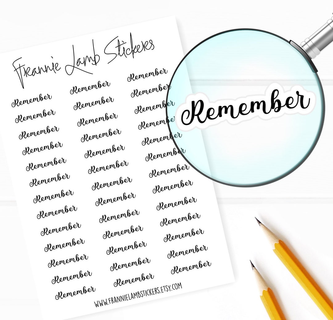 Remember Planner Stickers, 39 Labels for Planners, Calendars and More ...