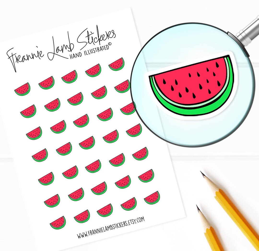 Watermelon Stickers (1/2" Each), Fruit Planner Stickers, Decorative ...
