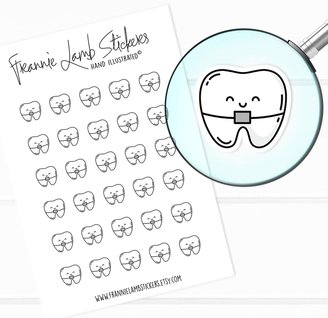 Braces Stickers (1/2" Each), Tooth and Dental Stickers for Calendars ...