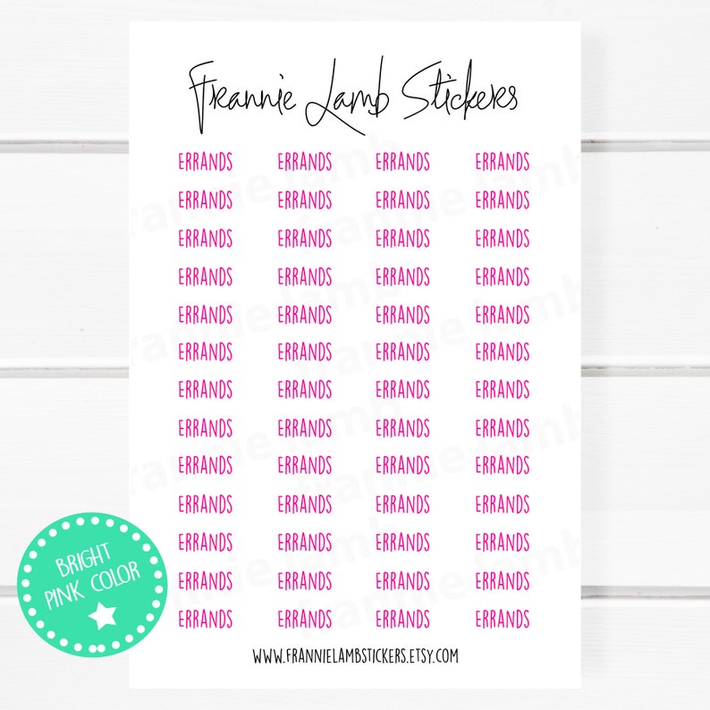 Errands Planner Stickers 52 Labels for Planners Calendars | Etsy