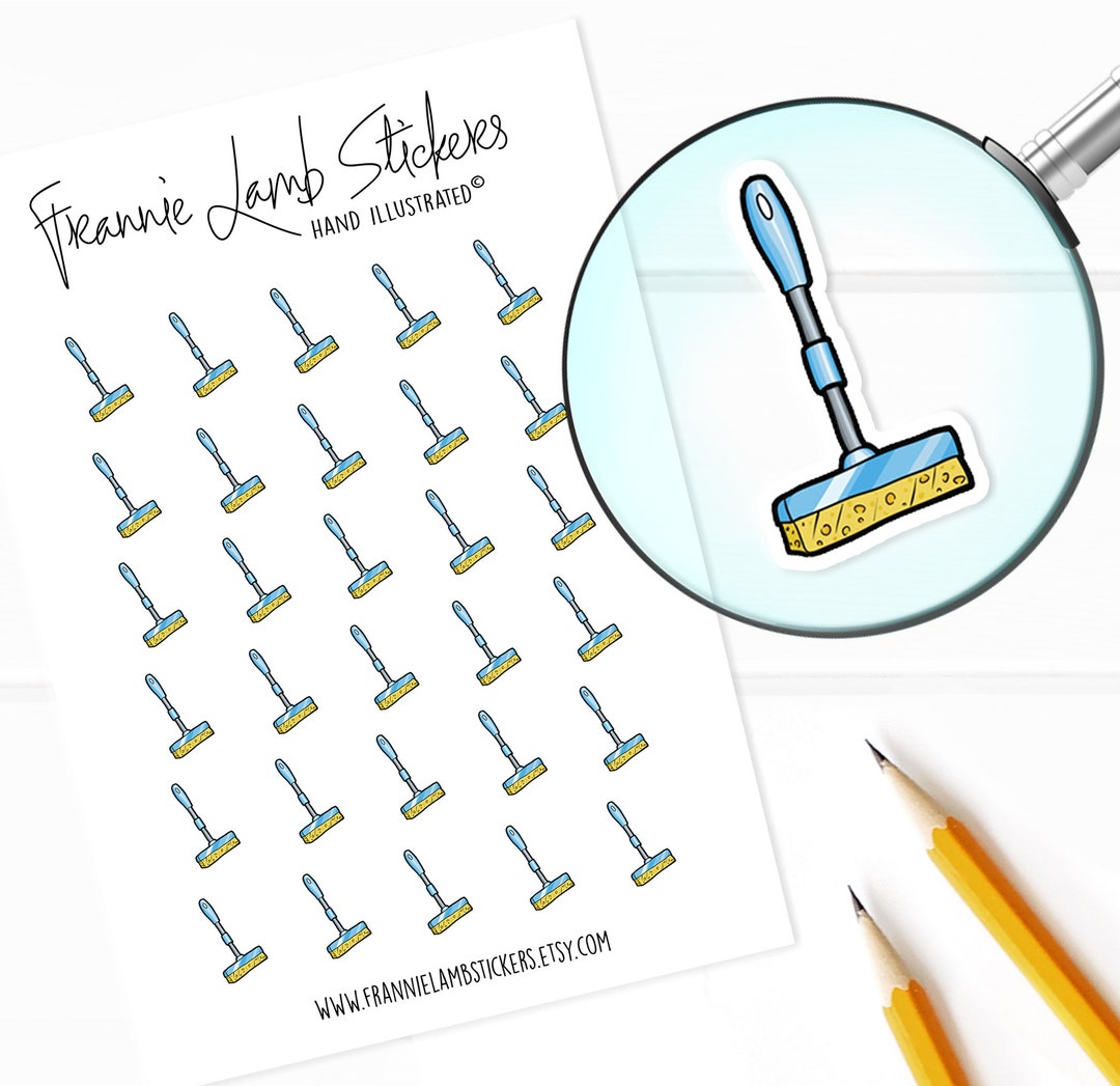 Mopping Stickers (1/2" Each), Mop Planner Stickers, Sweeping & Chore ...