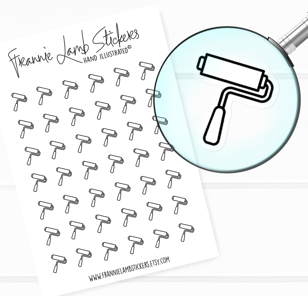42 Clear Planner Stickers (1/2" Each), Paint Roller Planner Stickers ...