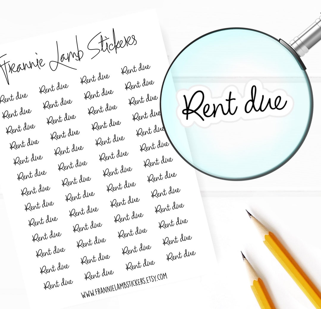 Rent Due Planner Stickers, 52 Labels for Planners, Calendars and More ...