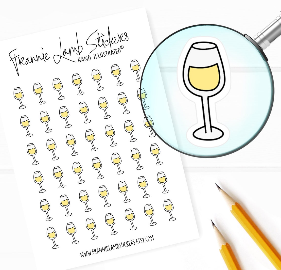 White Wine Stickers (1/2" Each), Alcohol Planner Stickers, Drink ...