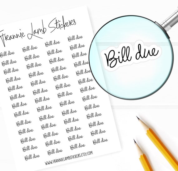 Bill Due Planner Stickers 52 Labels for Planners Calendars - Etsy