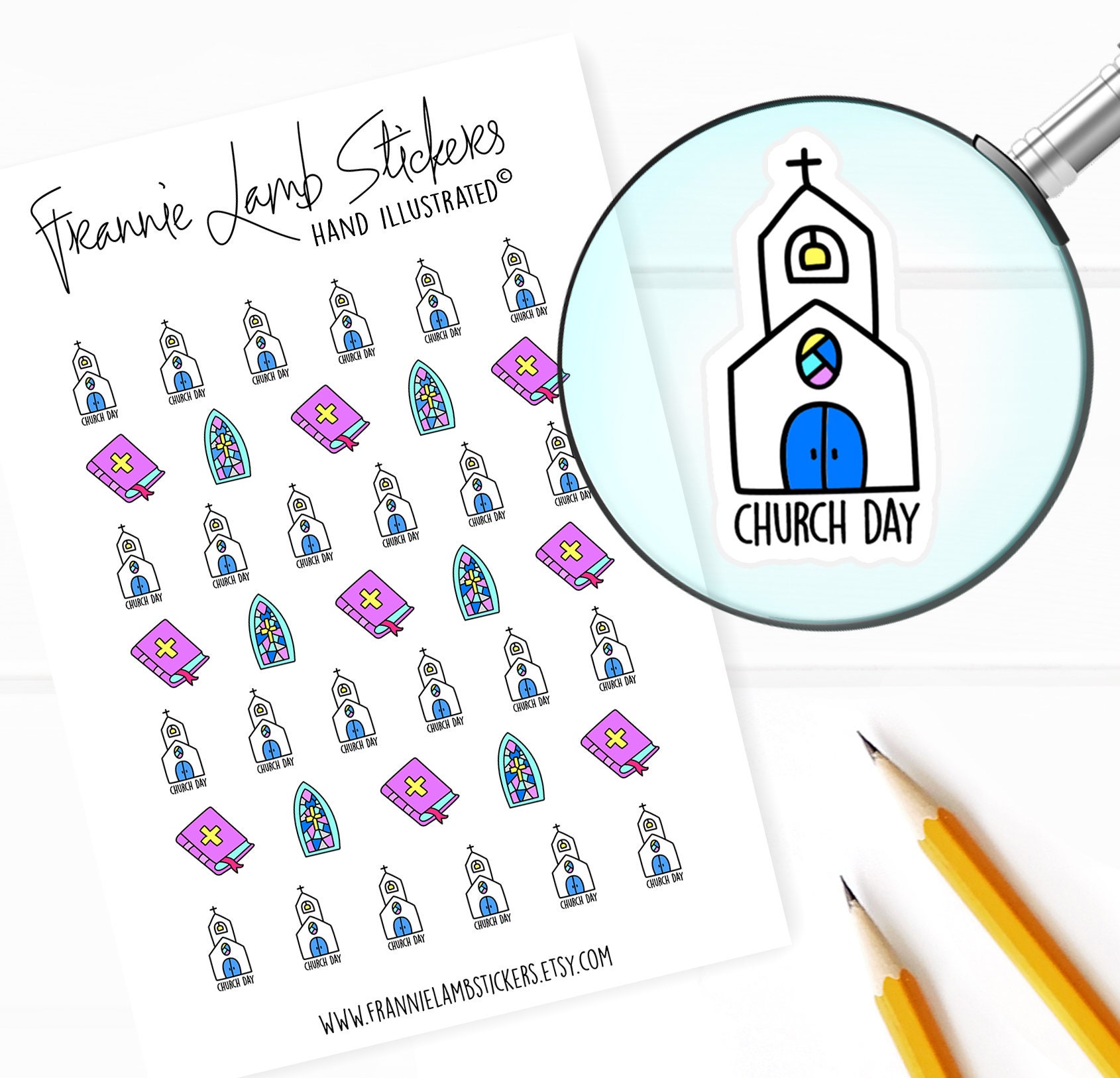 Church Stickers Planner Stickers Church Day Stickers | Etsy