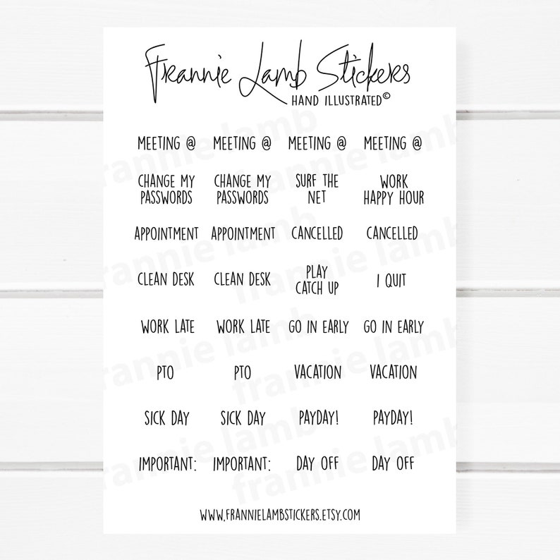 Work and Office Text Planner Stickers Planner Stickers Text | Etsy