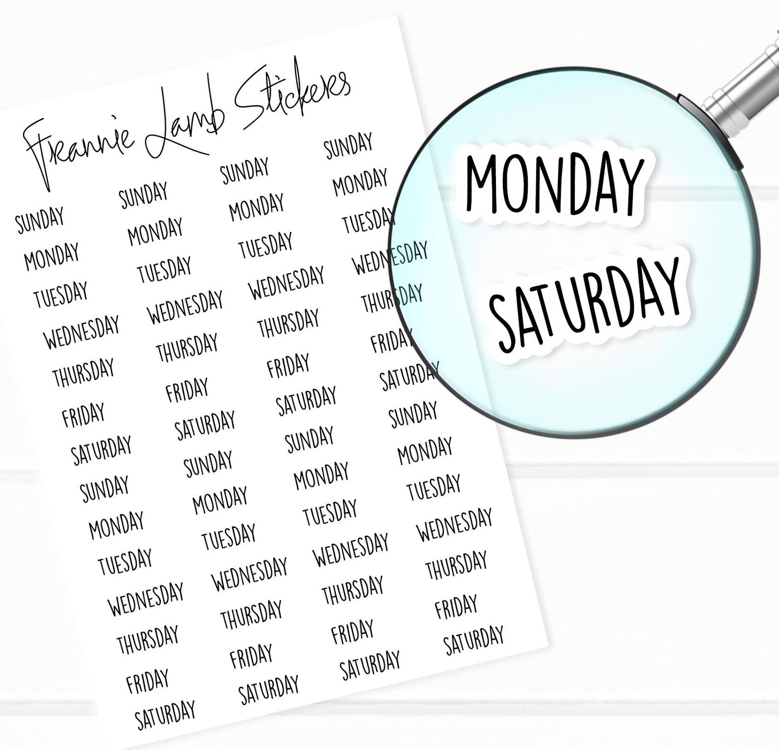 Days of the Week Stickers, Labels for Planners, Calendars and More ...