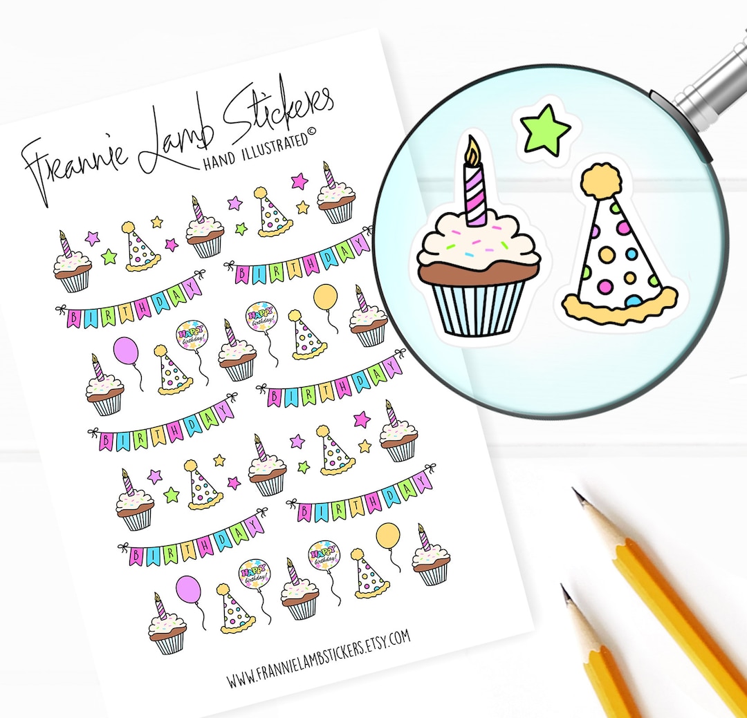 Birthday Planner Stickers, Cute Birthday Stickers, Birthday Reminder ...