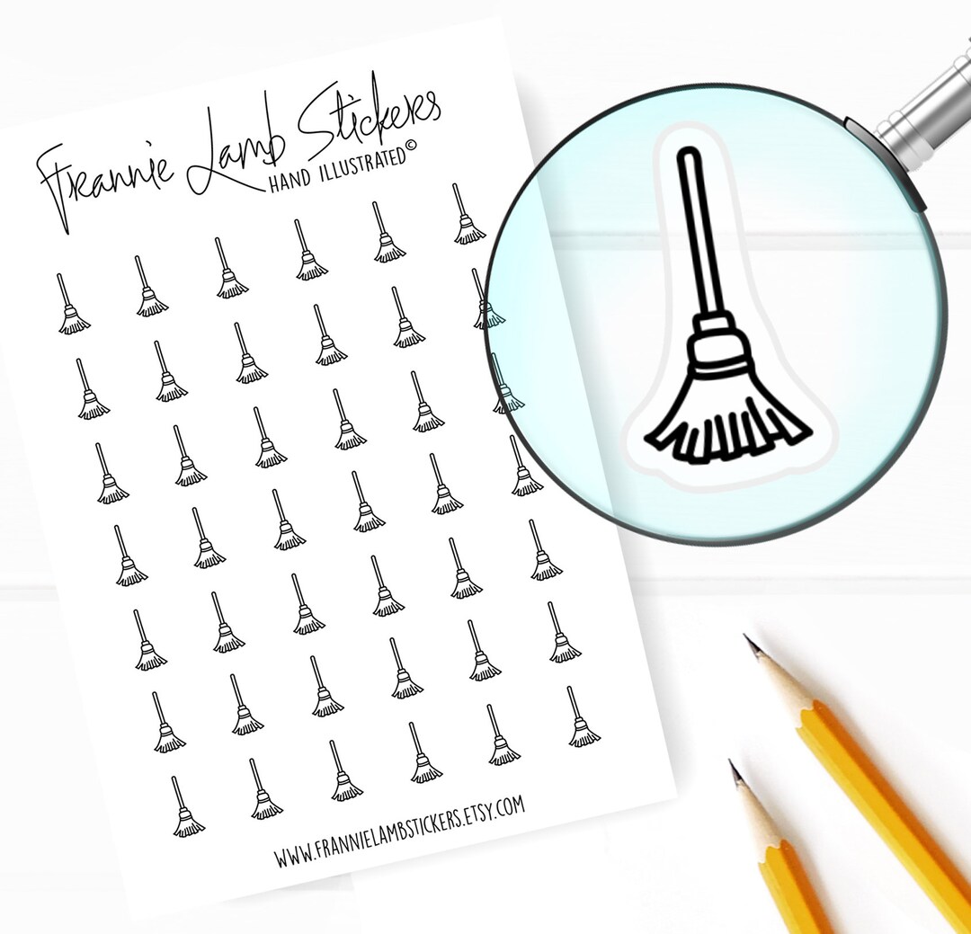 42 Clear Planner Stickers (1/2" Each), Broom Stickers, Chore and ...