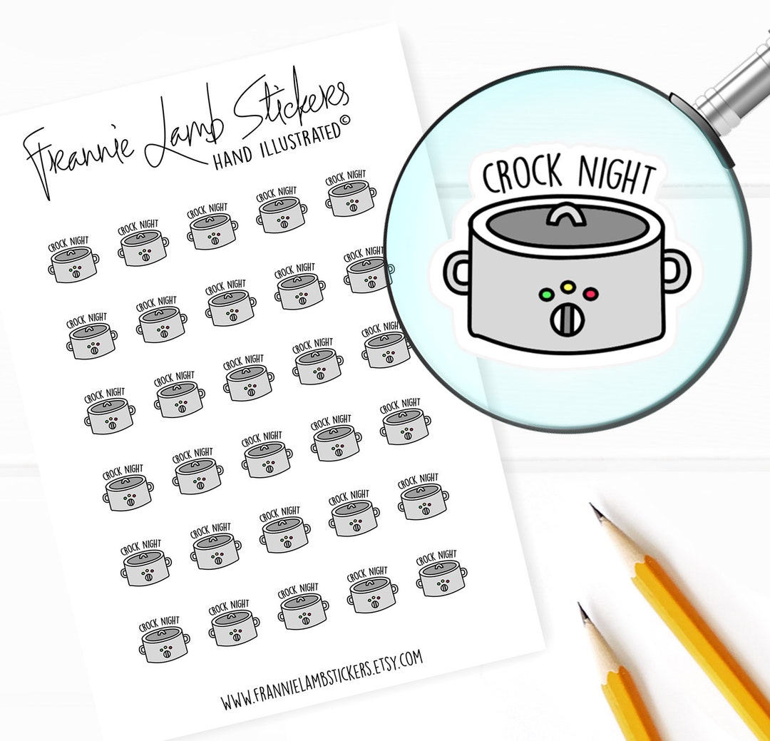 Crock Pot Stickers (1/2" Each), Crock Night Stickers, Cooking and Meal ...