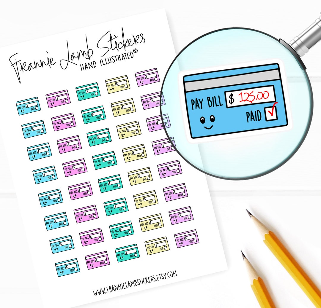 Credit Card Stickers (1/2" Each), Planner Stickers, Write-on Stickers ...