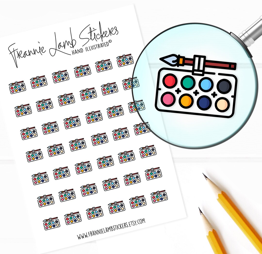 42 Clear Planner Stickers (1/2" Each), Painting Planner Stickers, Art ...