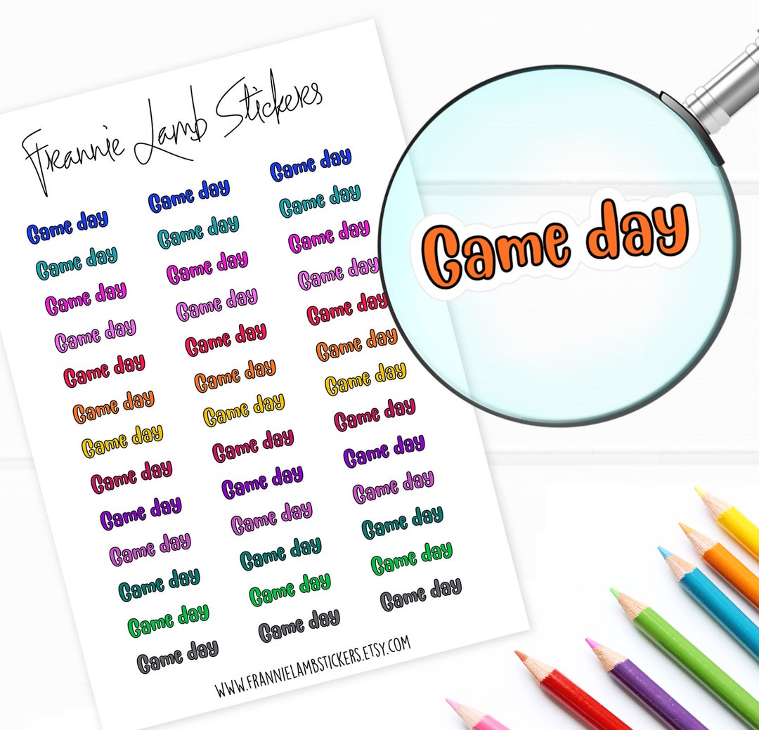 Game Day Stickers/labels for Planners, Calendars & Folders, Choice of ...