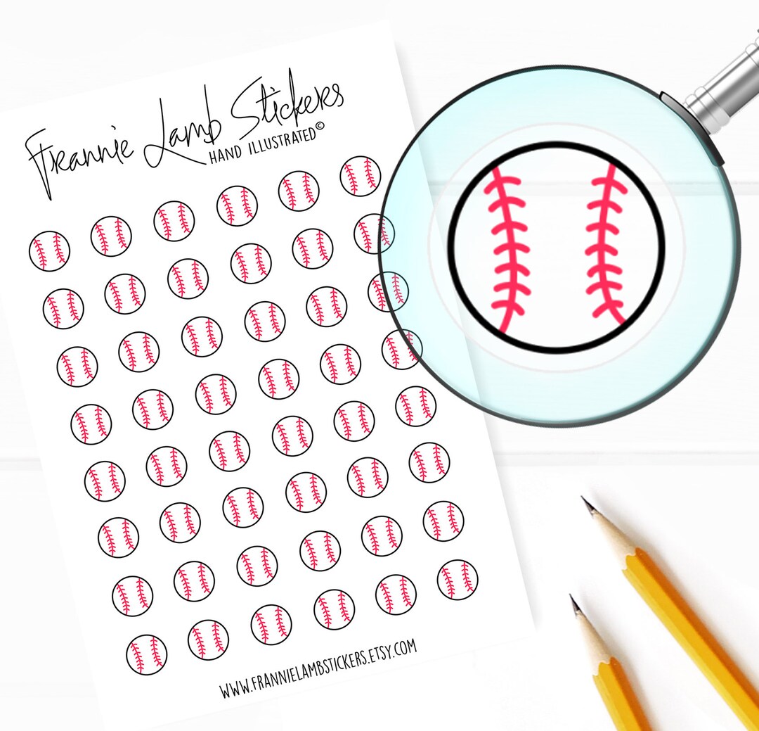 48 Clear Planner Stickers (1/2" Each), Baseball Planner Stickers, Sport ...