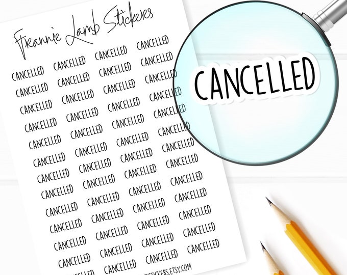 Cancelled Stickers, 52 Stickers/labels, Stickers for Planner, Calendars ...