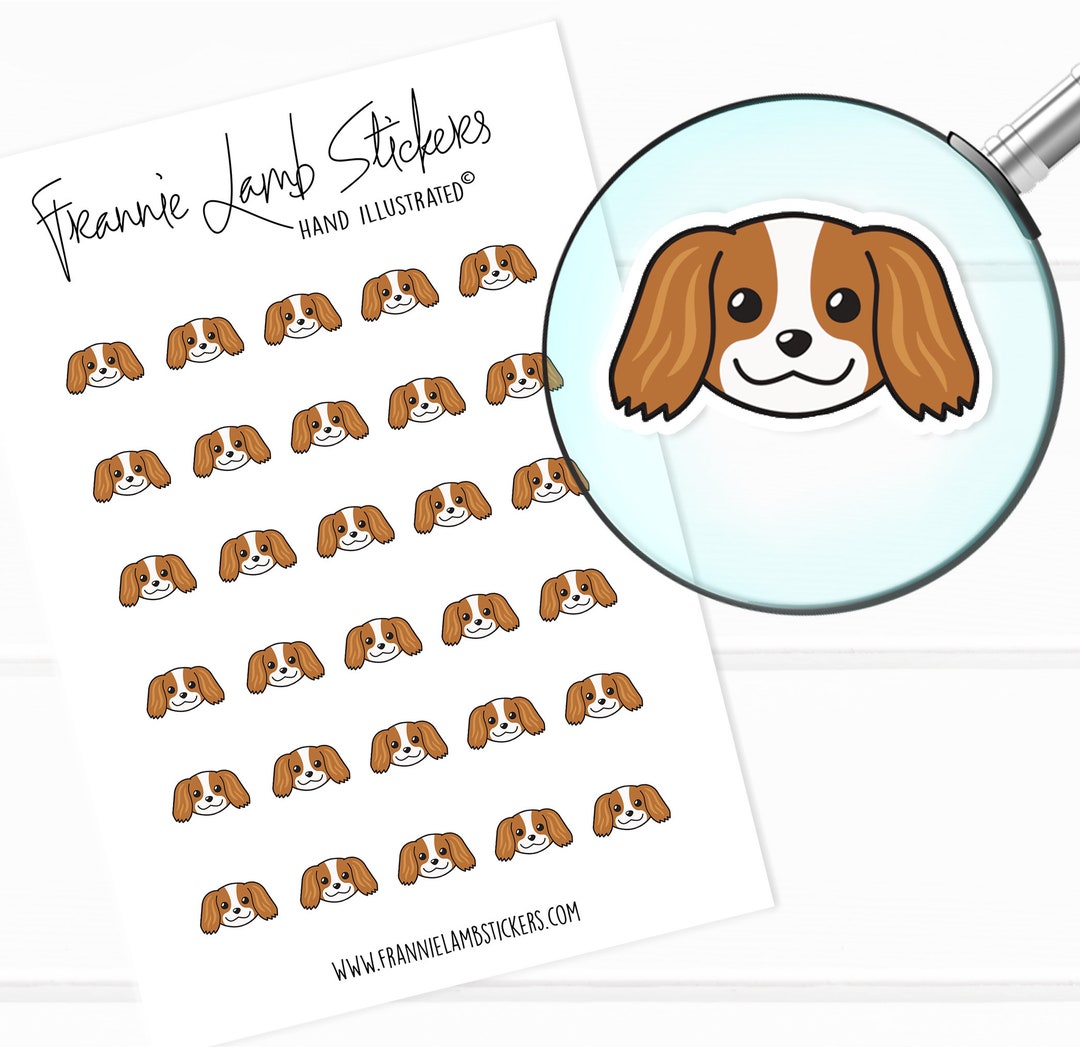 Cavalier King Charles Spaniel Stickers (1/2" Each), Pet Stickers, Dog ...
