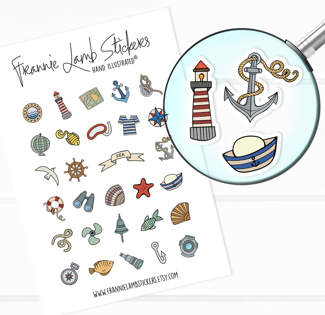 Nautical Stickers (1/2" Each), Stickers for Calendars, Planners ...