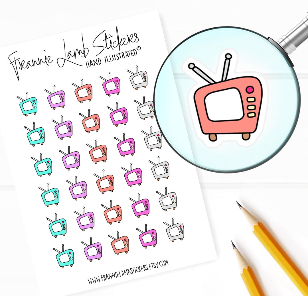 TV Stickers (1/2" Each), Planner Stickers, TV Stickers for Calendars ...