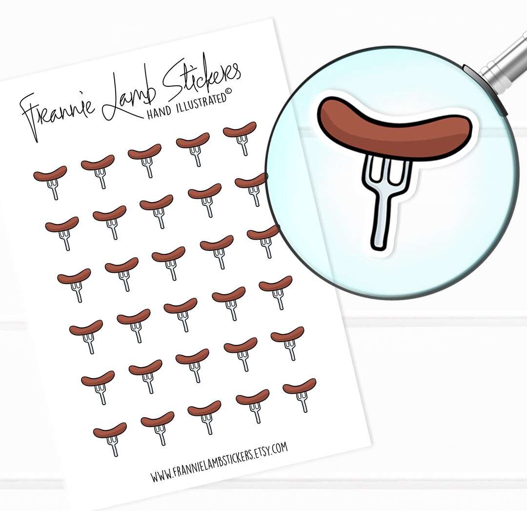 Sausage Stickers (1/2" Each), Food Stickers for Calendars, Planners ...