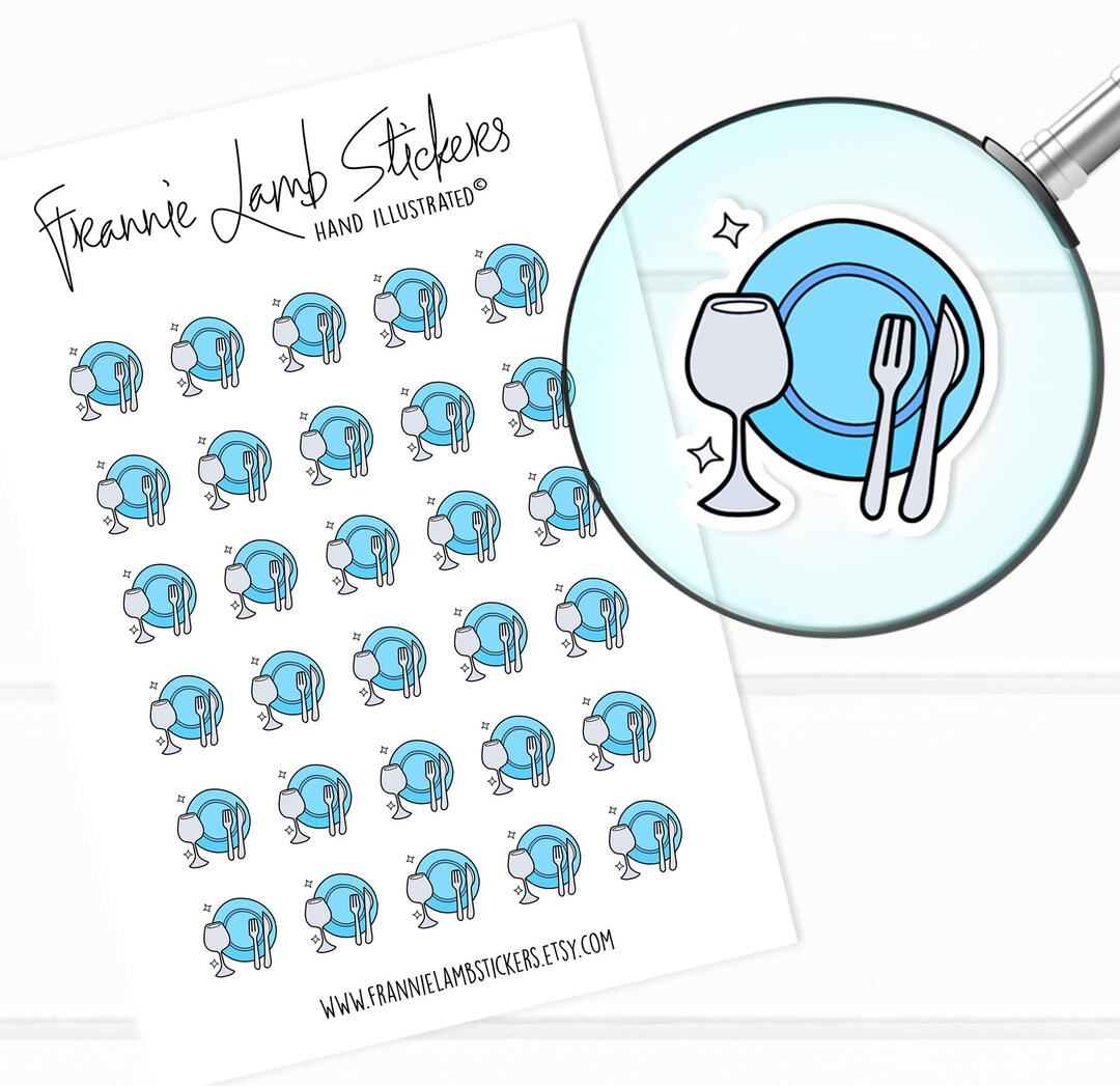 Dish Washing Stickers (1/2" Each), Planner Stickers, Cleaning and Chore ...