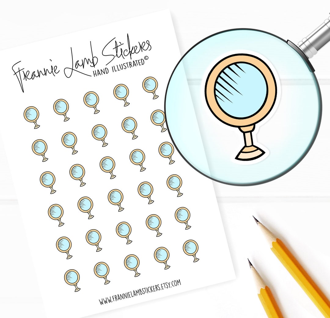Mirror Stickers (1/2" Each), Beauty and Hair Stickers for Calendars ...