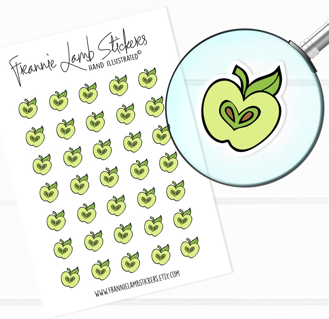 Green Apple Stickers (1/2" Each), Fruit Planner Stickers, Food Stickers ...