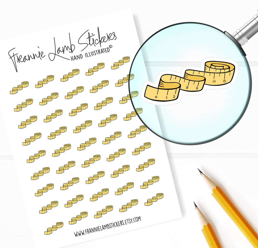 Tape Measure Stickers (1/2" Each), Fitness Planner Stickers, Stickers ...