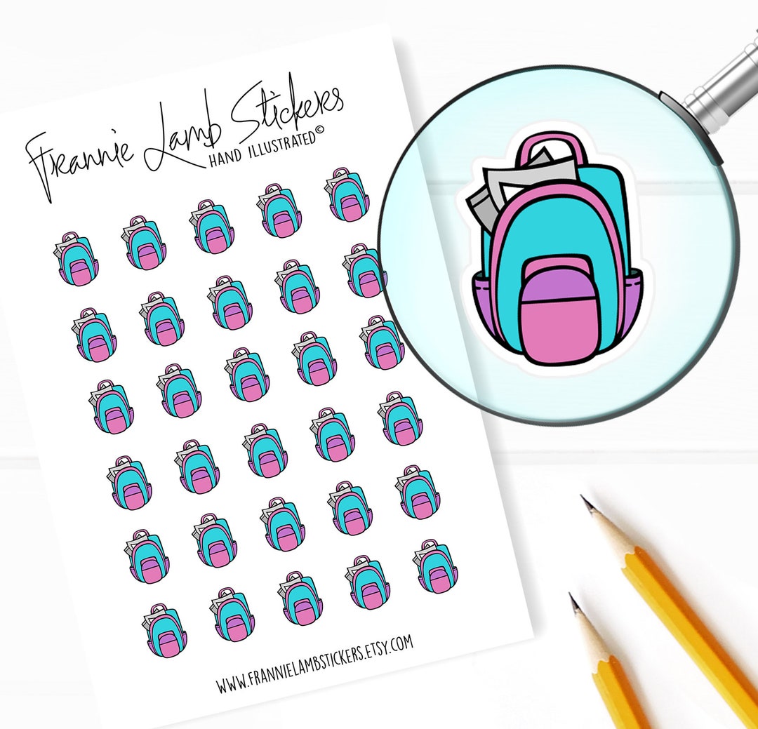Backpack Stickers (1/2" Each), School Planner Stickers, School Stickers ...