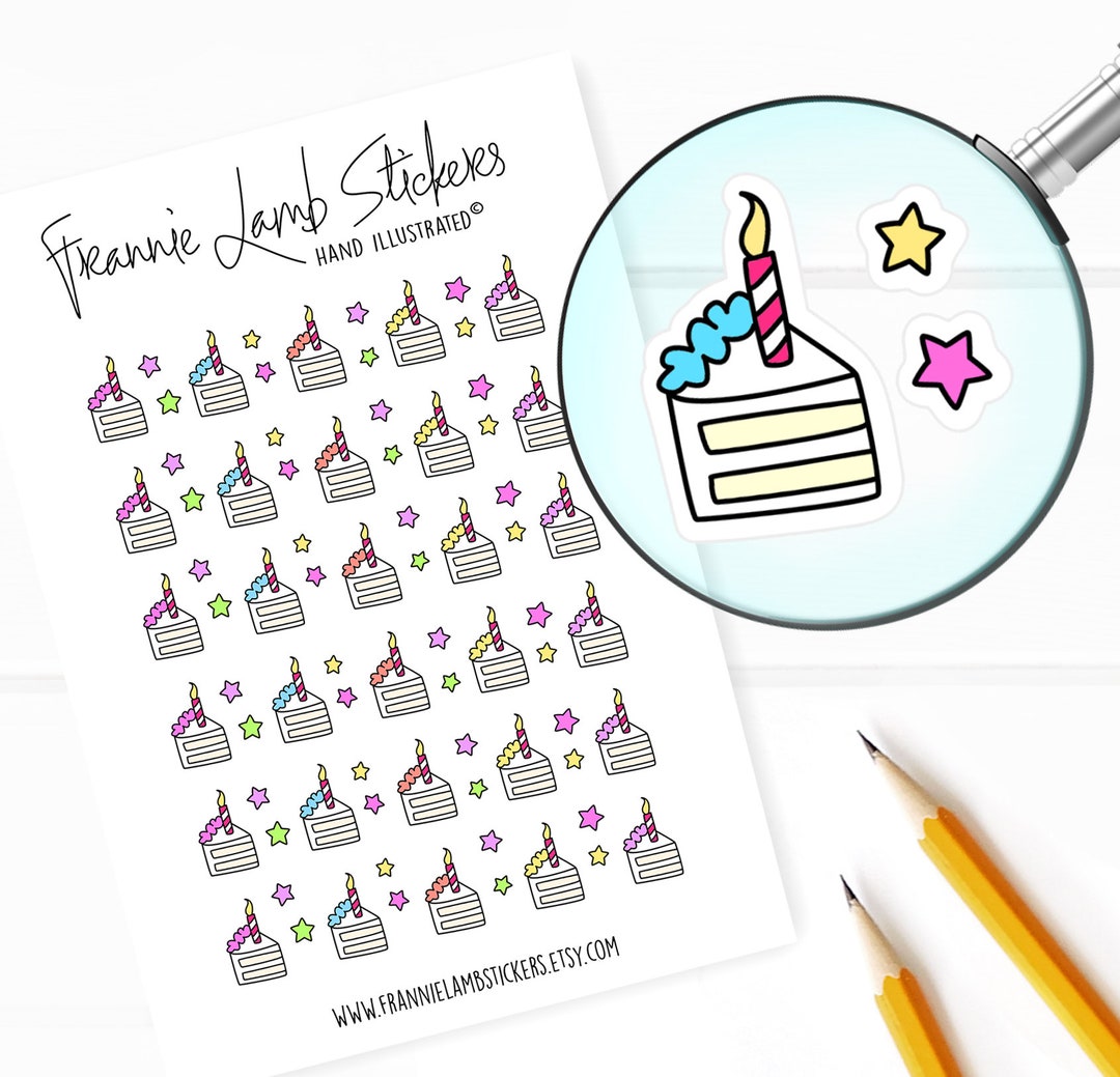 Birthday Cake Planner Stickers, Birthday Reminder Stickers, Cake ...