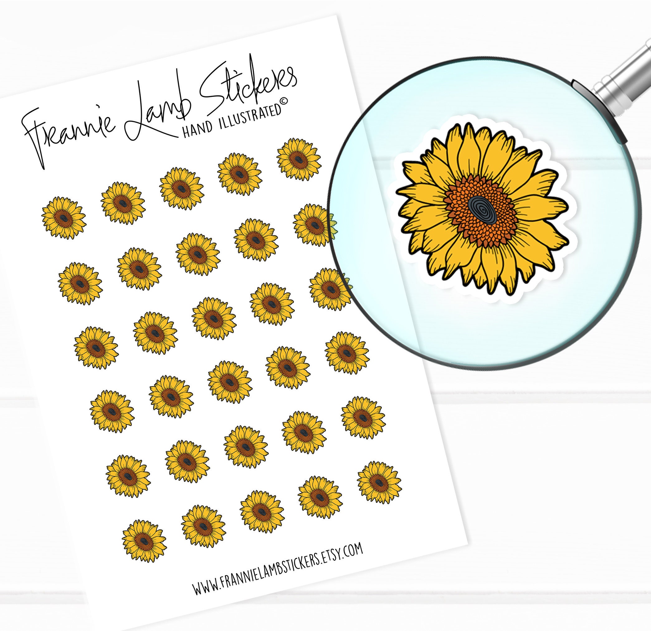 Sunflower Stickers (1/2" Each), Planner Stickers, Spring Stickers ...