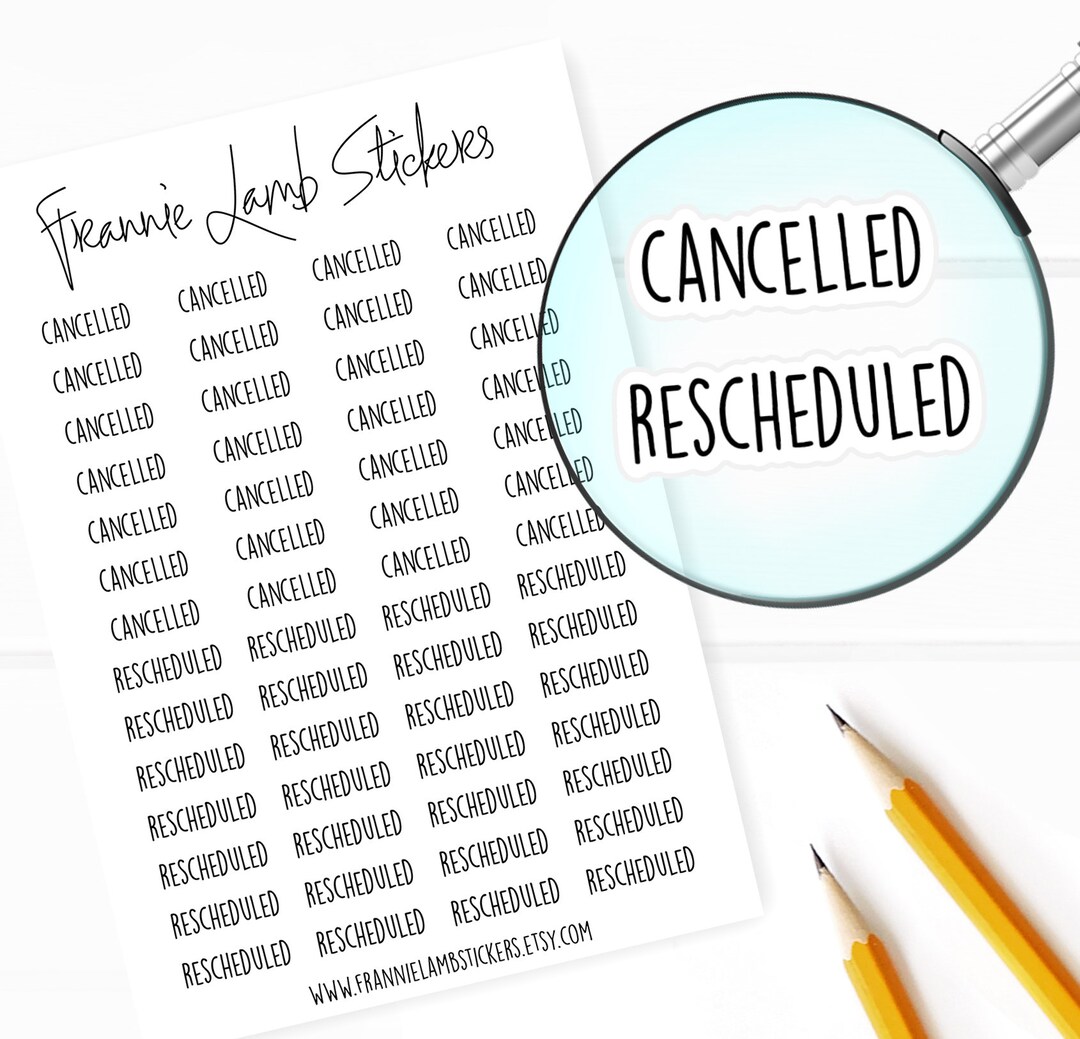 Cancelled and Rescheduled Planner Stickers, 52 Labels for Planners ...