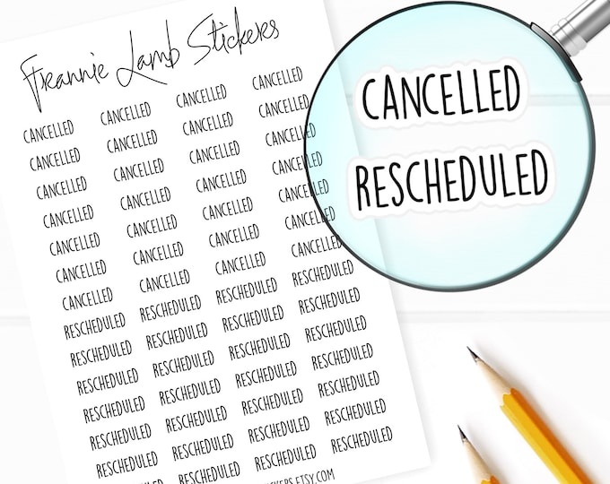 Cancelled and Rescheduled Planner Stickers 52 Labels for | Etsy