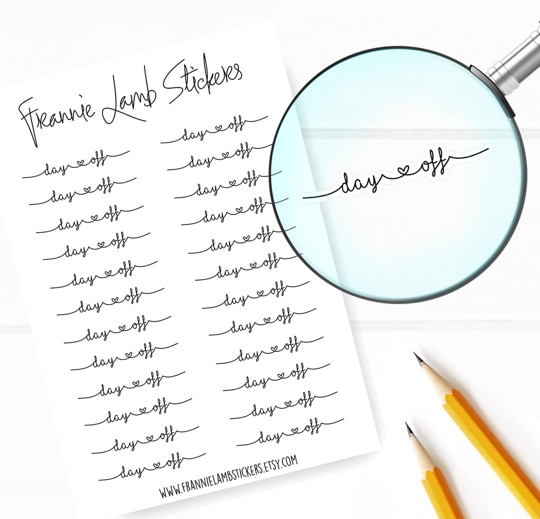 Day off Planner Stickers (COLOR OPTIONS), Banner Style 1.5" Wide ...