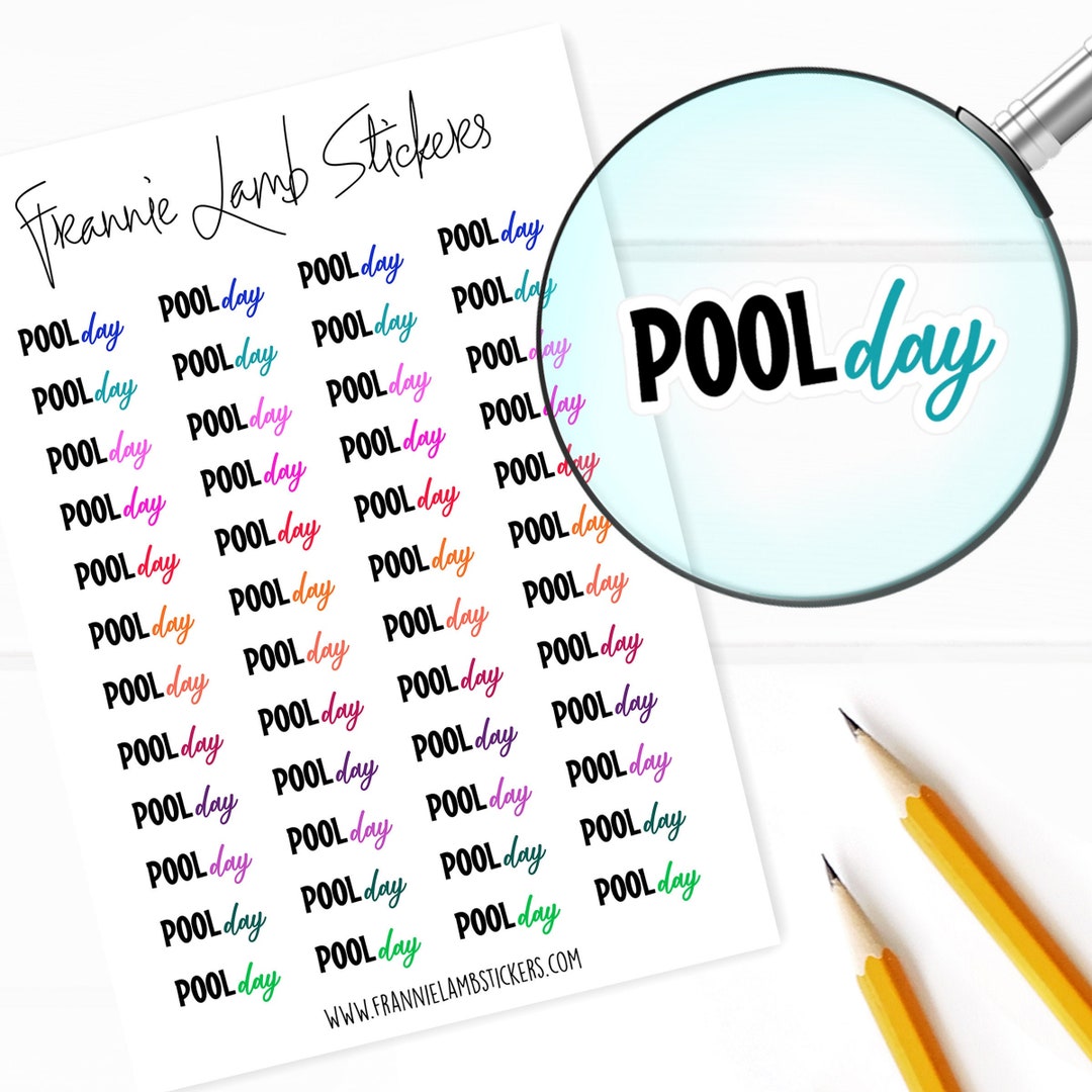 Pool Day Planner Stickers, 48 Labels for Planners, Calendars and More ...