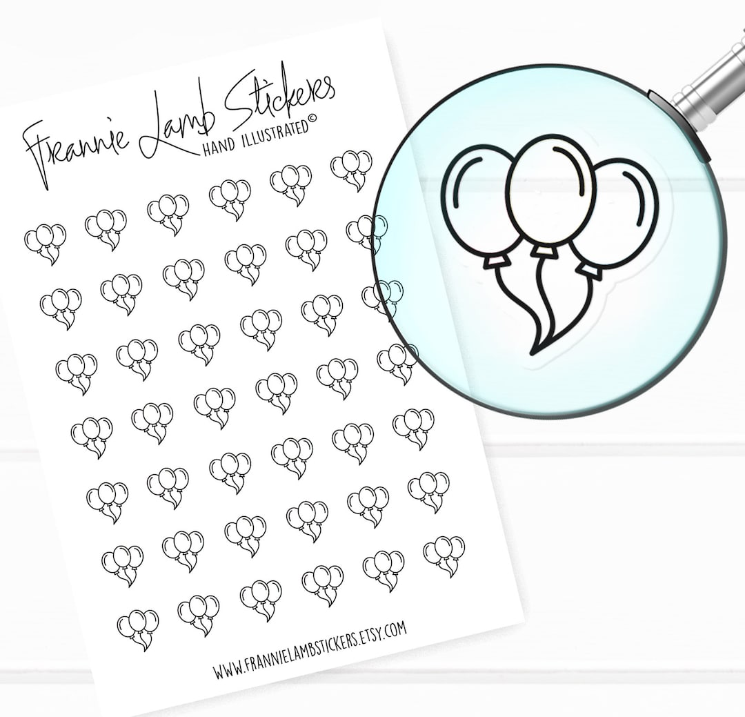 42 Clear Birthday Balloon Stickers (1/2" Each), Planner Stickers, Clear ...