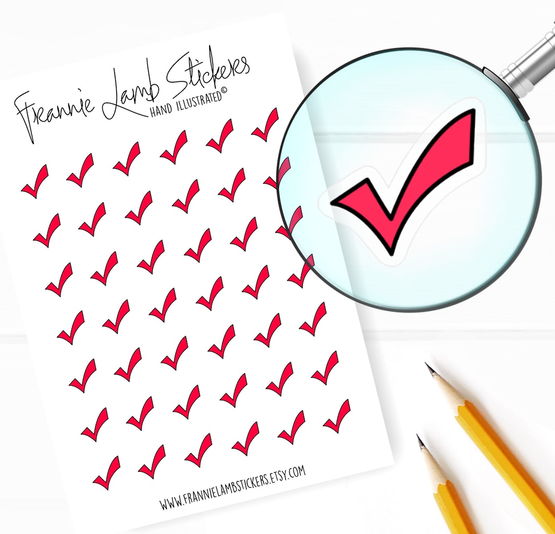 42 Clear Planner Stickers (1/2" Each), Red Check Mark Planner Stickers ...