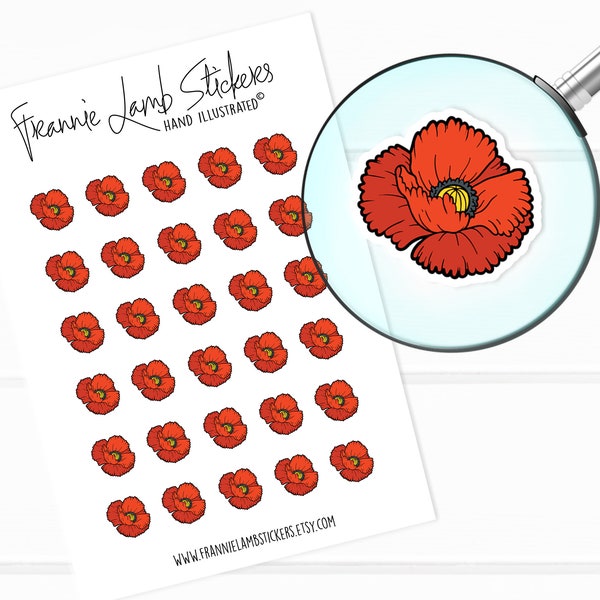 Poppy Stickers - Etsy UK