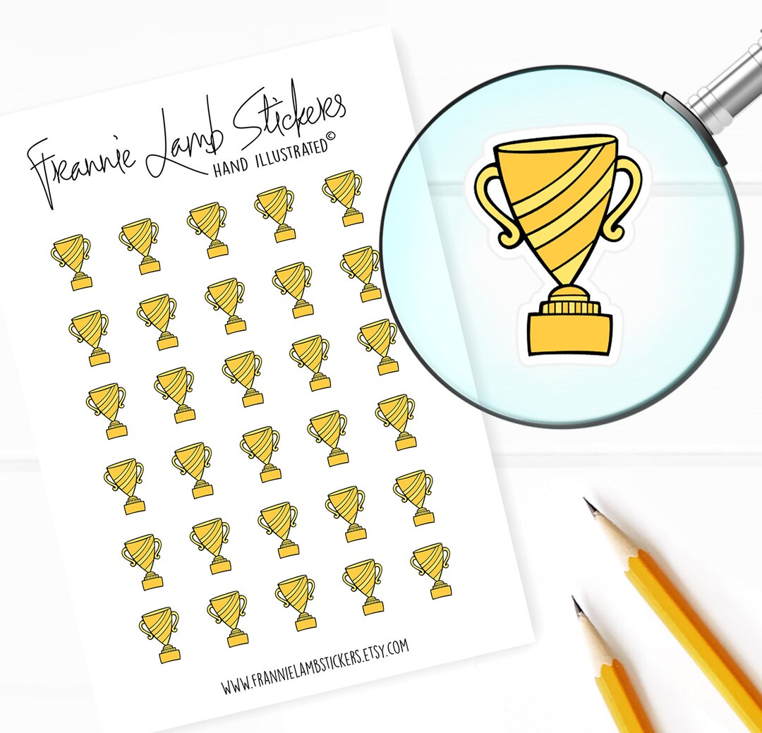 Trophy Stickers (1/2" Each), Planner Stickers, Sports Stickers for ...