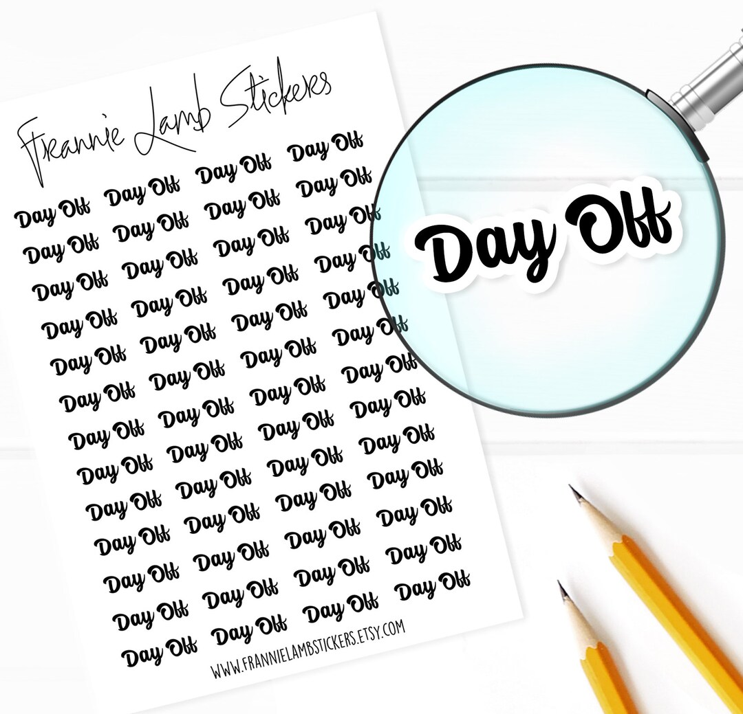 Day off Stickers, 52 Labels for Planners, Calendars and More, Color and ...