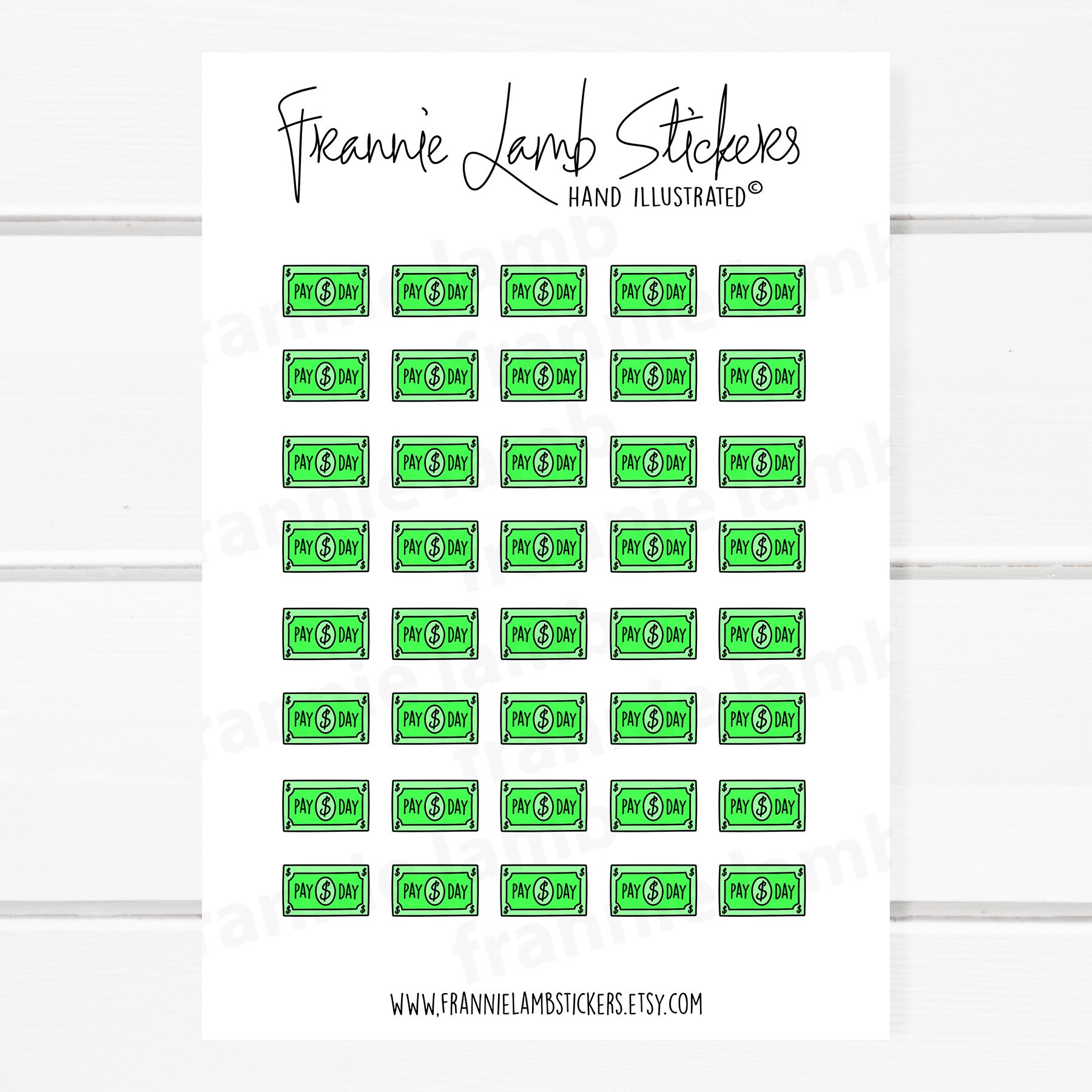 Payday Stickers 1/2 Each Planner Stickers Money - Etsy