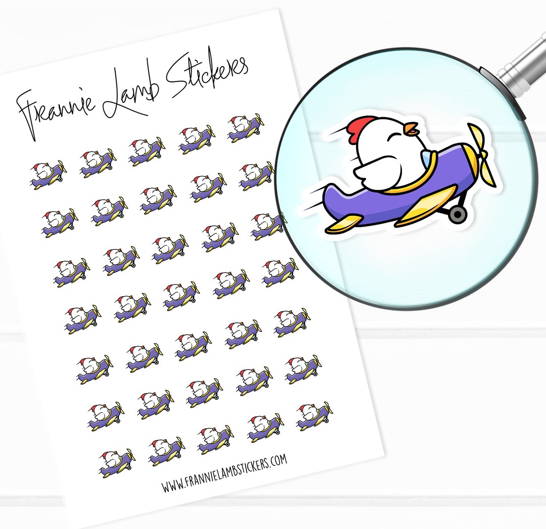 Cute Airplane Chicken Stickers (1/2" Each), Planner Stickers, Cute ...