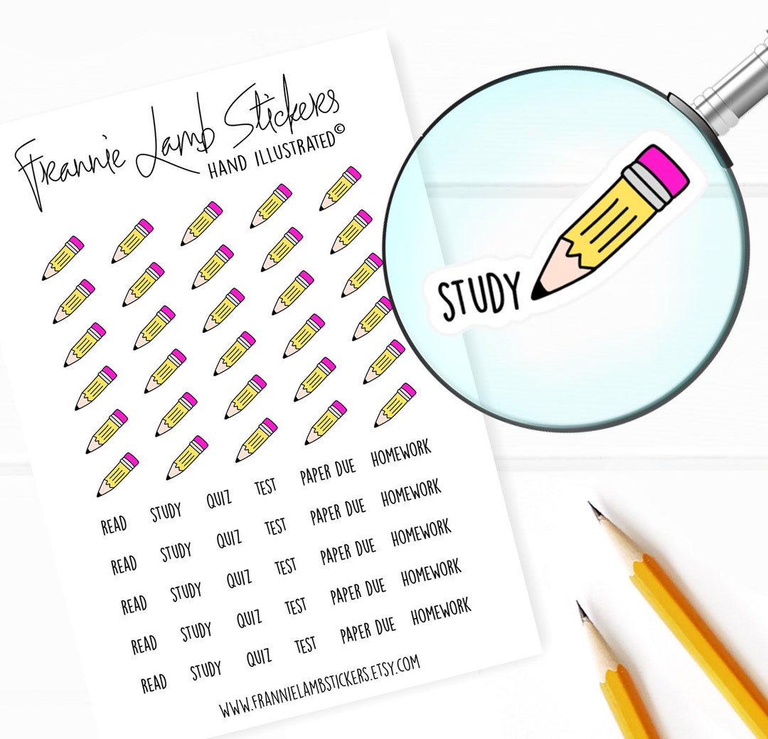 School Reminder Stickers (1/2" Each), School Planner Stickers, School ...