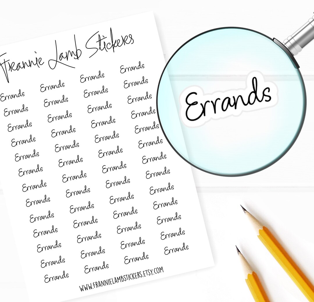 Errands Planner Stickers, 52 Labels for Planners, Calendars and More ...