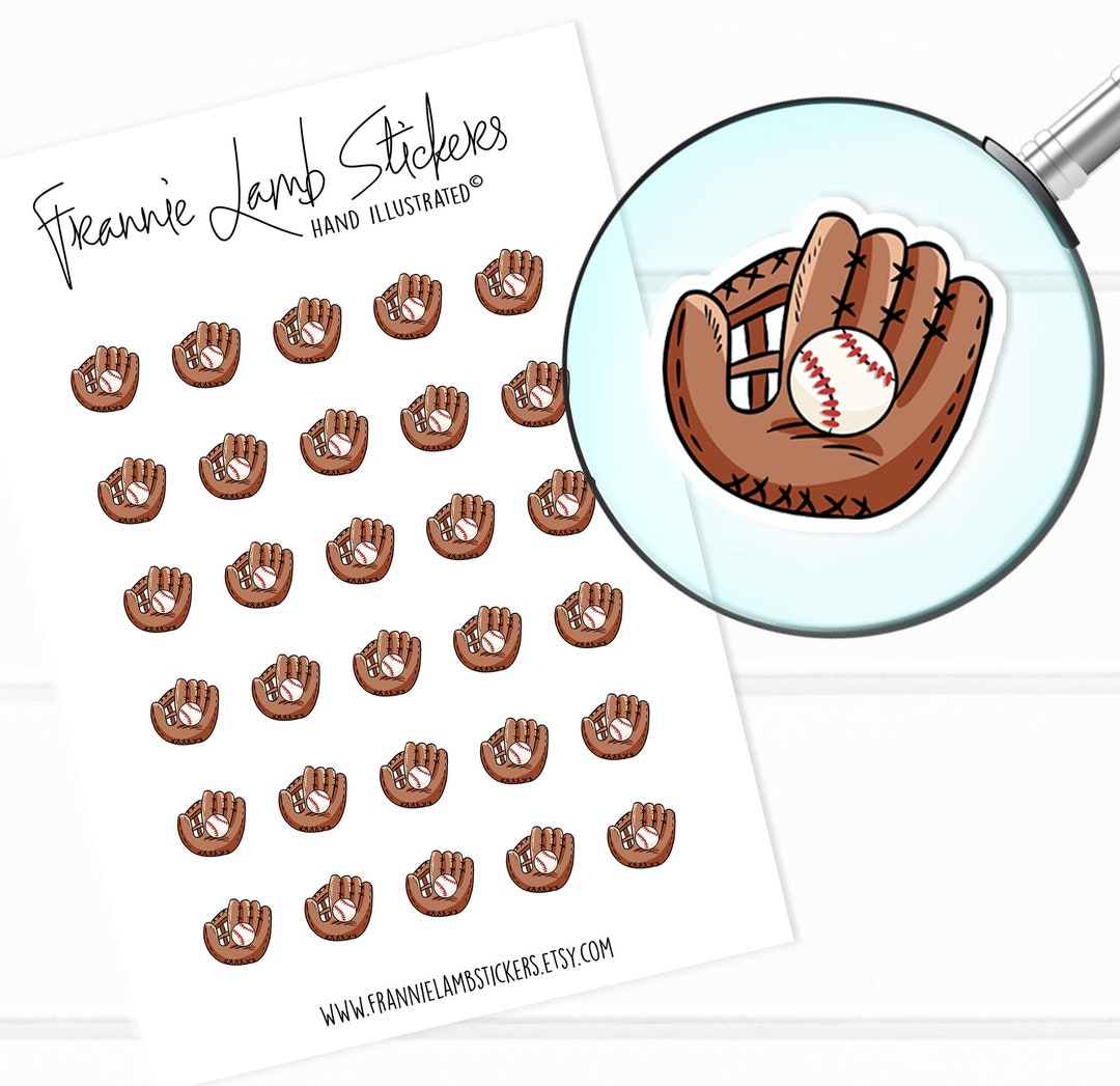 Baseball Glove Stickers (1/2" Each), Sports Planner Stickers, Stickers ...